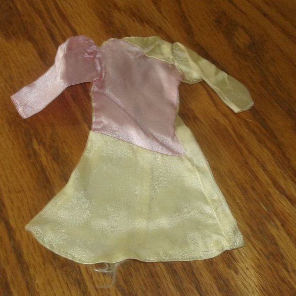 Barbie | Toys | Barbie Doll Clothes Pink Yellow Satin Dress Velcro ...